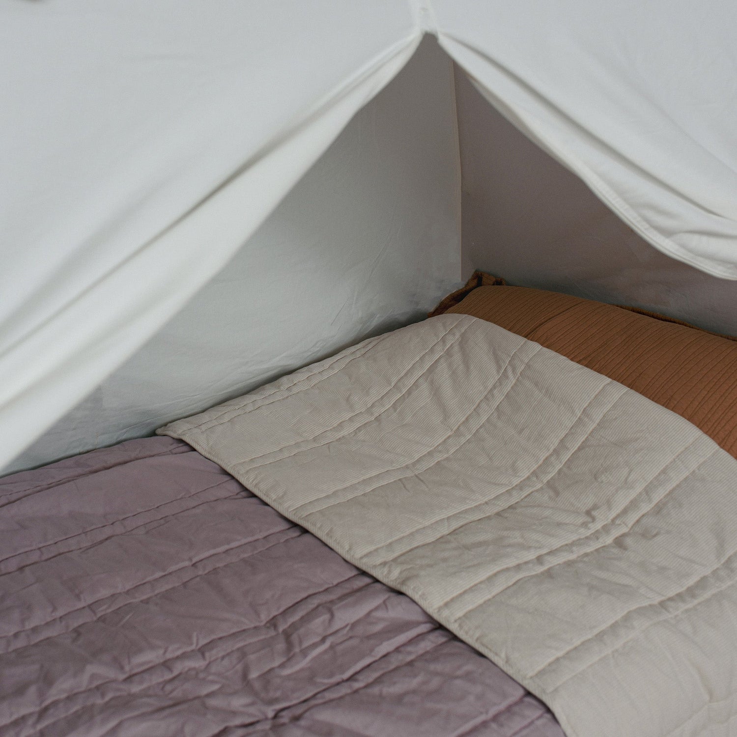 Multi-Purpose Cotton Sleeping Bag Picnic Mat Blanket - Beige Stripes/D